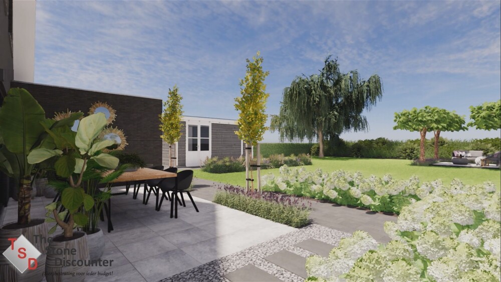 Overzichtelijke groene tuin