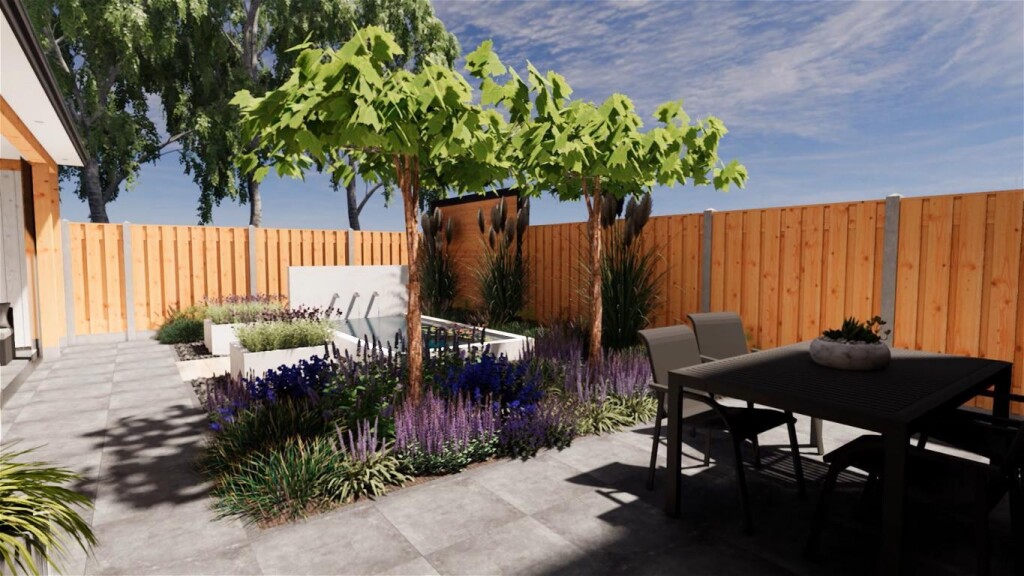 Moderne, sfeervolle achtertuin