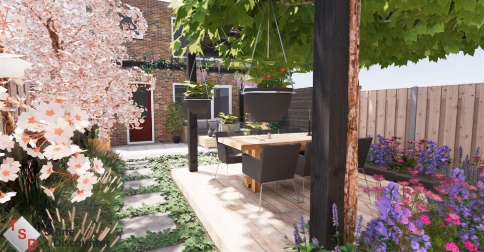 Terras met een 'terras eiland'